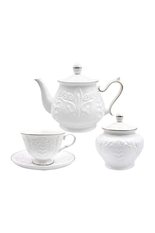 Conjunto de 14 Peças para Chá Scarlet New Bone China com Borda Dourada ...